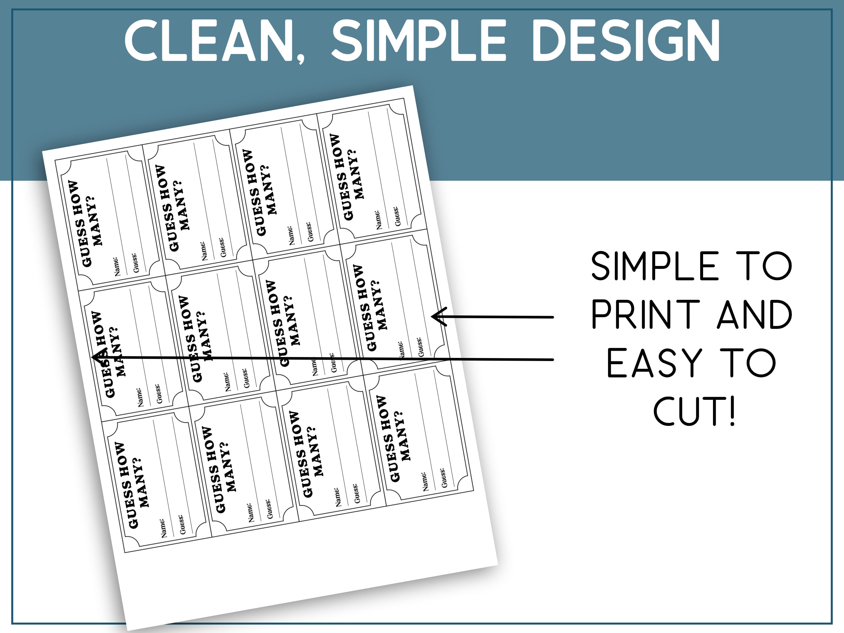 Printable Guess How Many Tickets Template, Guessing Game Entry Slips ...