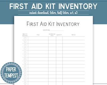 Printable First Aid Kit Inventory Emergency Binder Template - Etsy UK