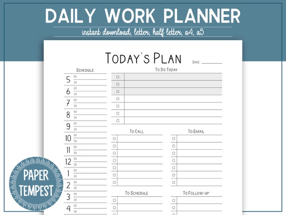 Printable Daily Office Planner Work Day Productivity Planner - Etsy UK