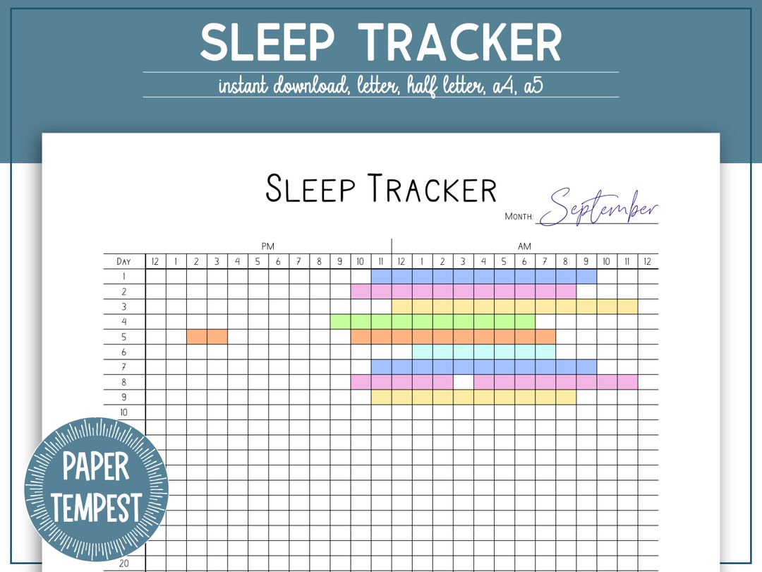 Sleep Tracker Printable, Sleep Journal, Monthly Sleep Calendar, Sleep ...
