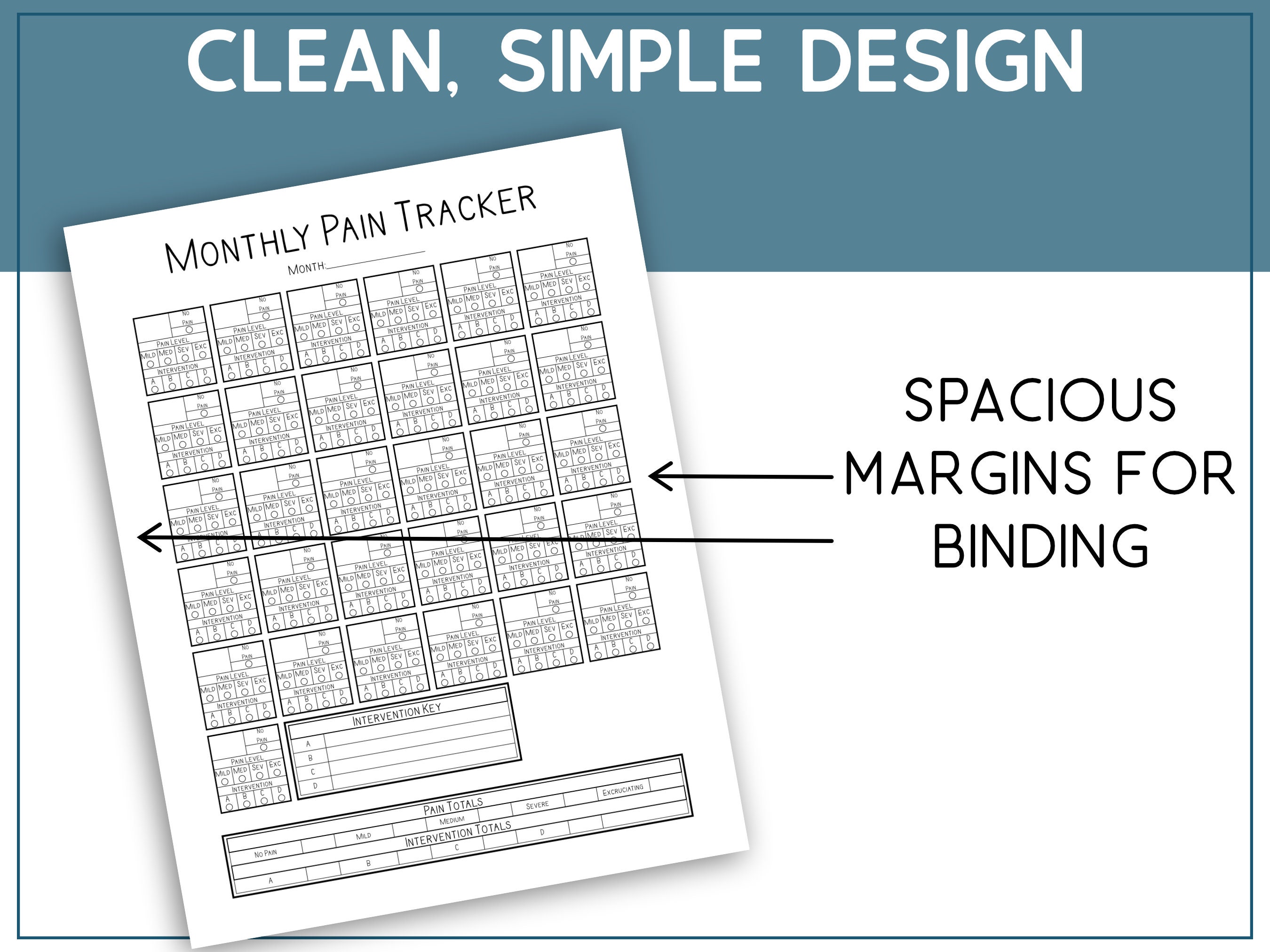 Chronic Pain Tracker Printable, Pain Journal, Pain Calendar, Pain Log ...
