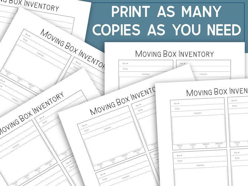 Printable Moving Box Inventory Template, Moving Binder Insert, Moving ...