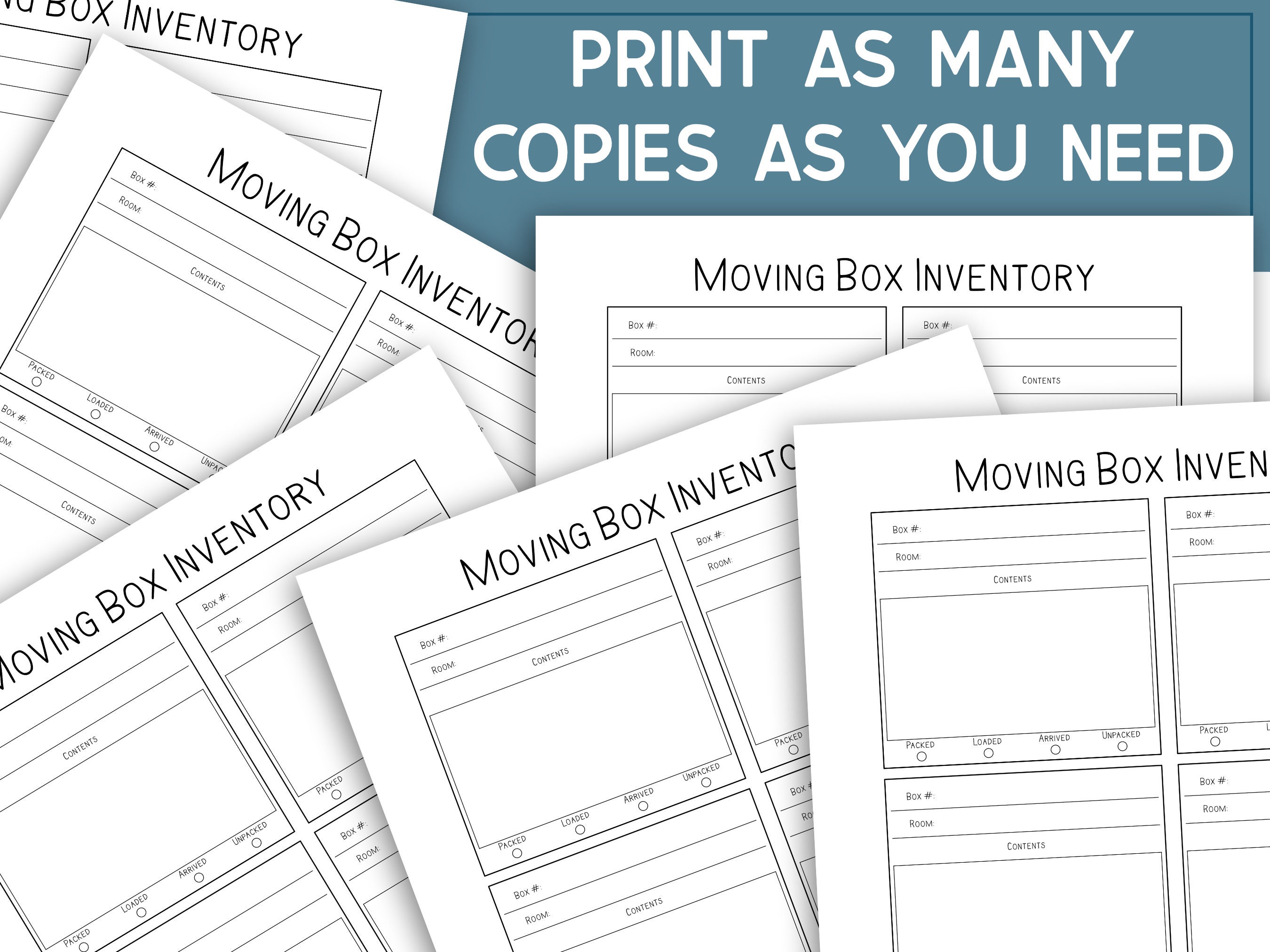 Printable Moving Box Inventory Template, Moving Binder Insert, Moving ...
