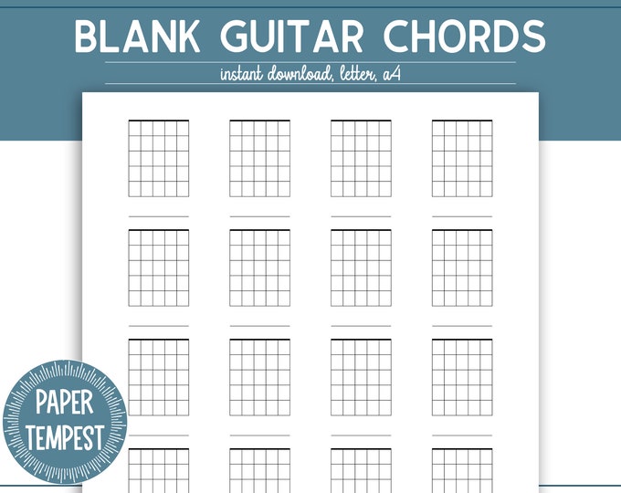 Blank Guitar Chord Charts for Beginners Printable at Home on Standard ...