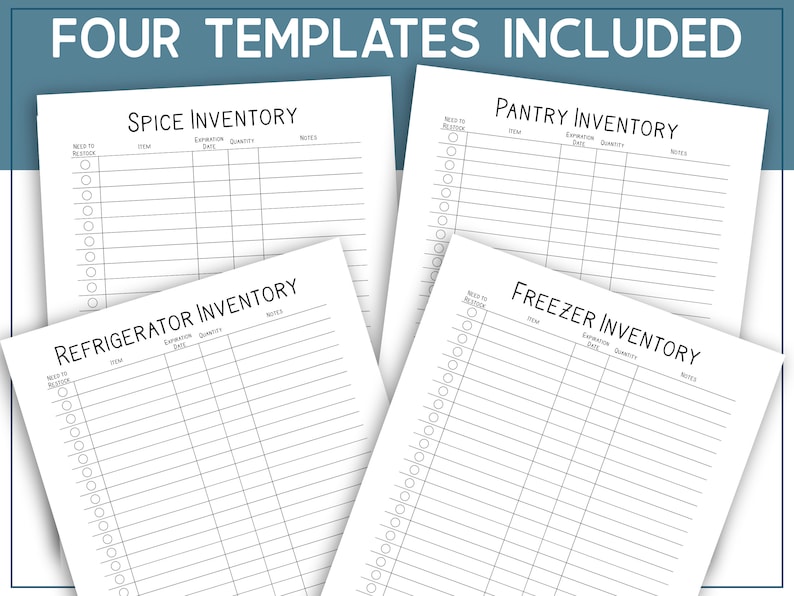 Printable Kitchen Inventory Pantry Supplies Template Food - Etsy