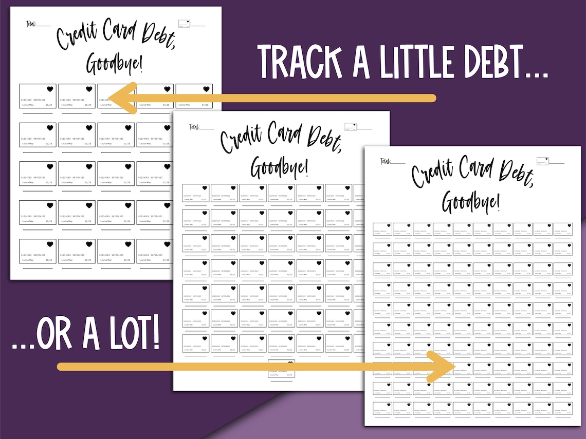 Printable Credit Card Debt Payoff Tracker Payment Chart Debt - Etsy
