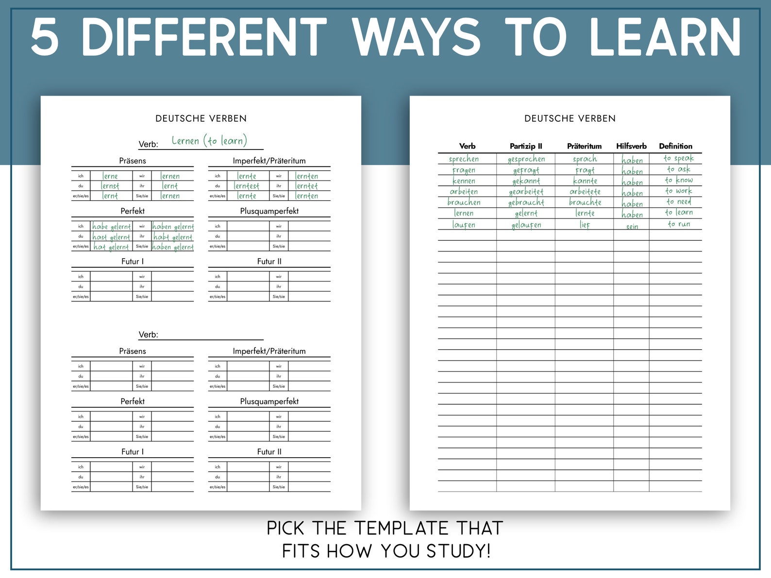 Printable German Verbs Study Bundle German Verb Conjugation - Etsy