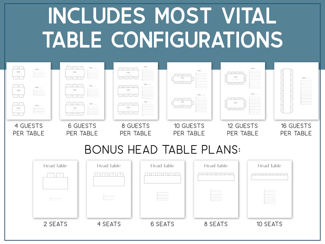 Printable Wedding Seating Chart Template Rectangular Table - Etsy