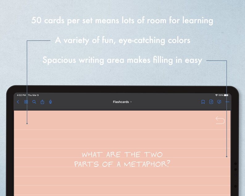 Aesthetic Digital Flashcards for Goodnotes and Notability, Hyperlinked ...