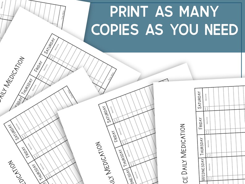 Weekly Medication Tracker Printable, Medication List, Once a Day Pill ...