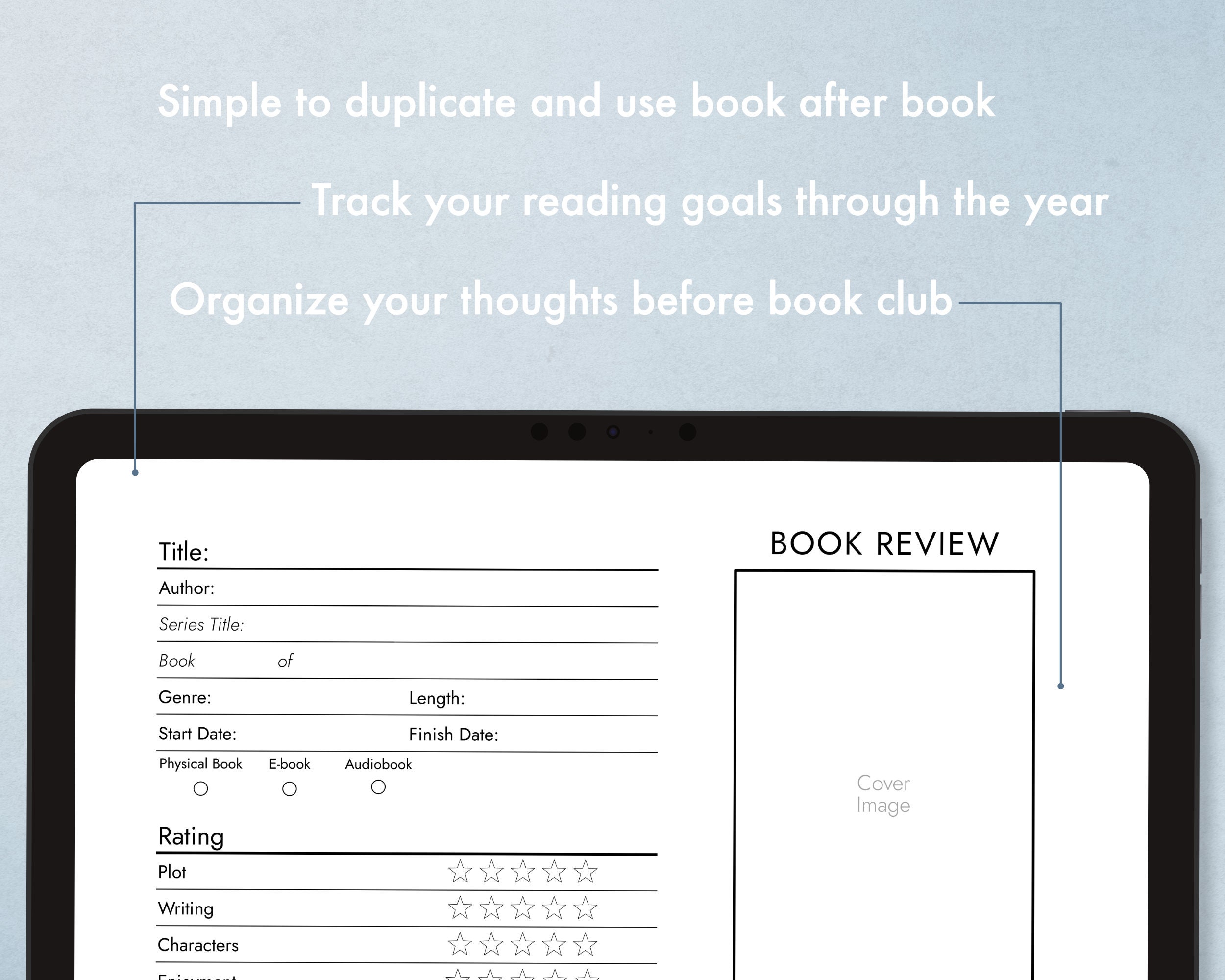 Digital Book Review Template, Book Review Journal, Digital Book Review ...