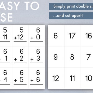 Printable Addition Flashcards, Adding Math Drills Flash Cards, Learning ...