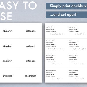 Printable German Verb Flashcards, German Vocabulary Flash Cards, German ...