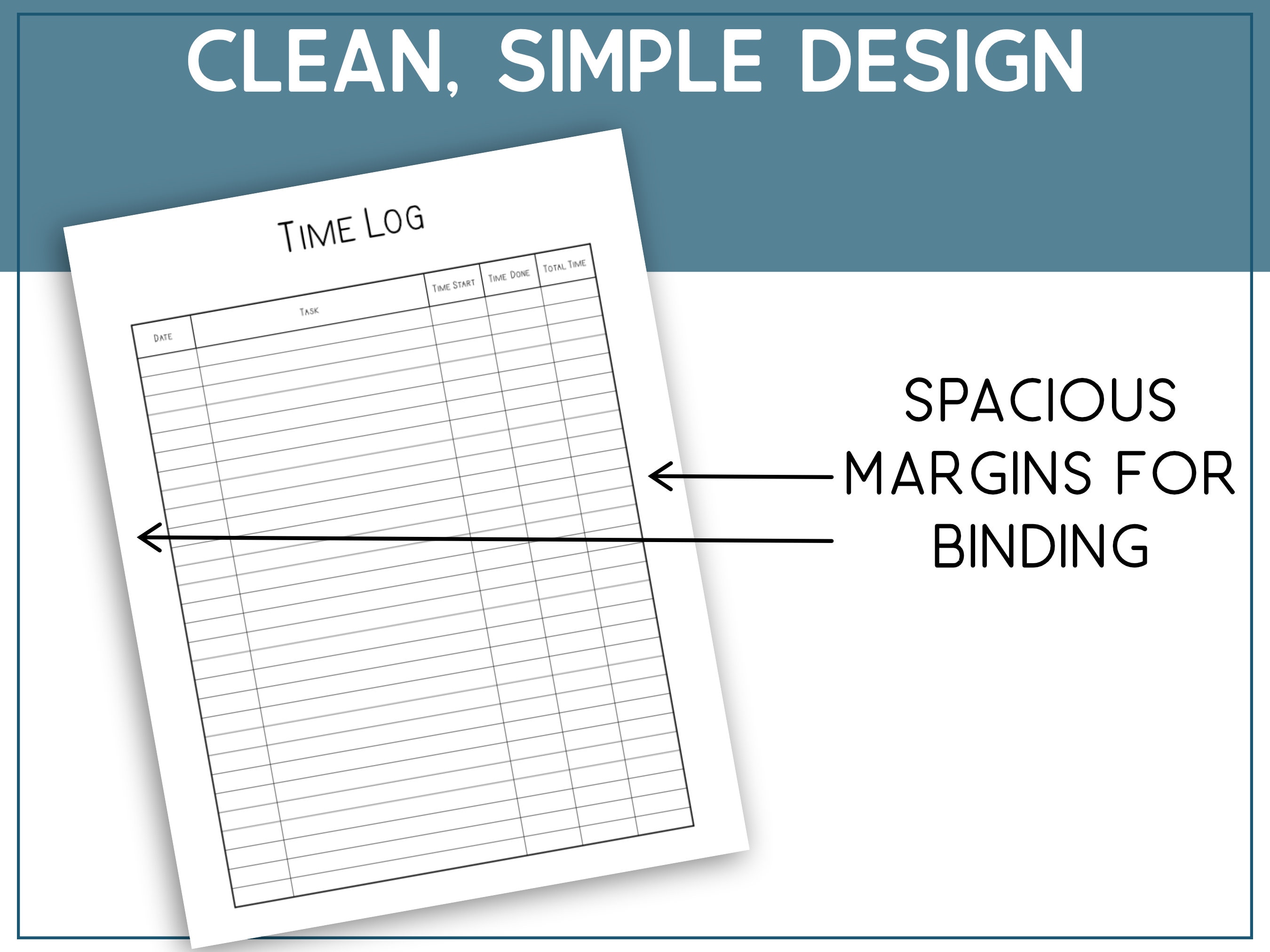 Printable Time Log Tracker, Printable Time Sheet Tracker, Timesheet ...