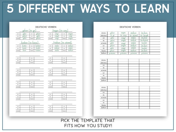 German Verb Chart Template