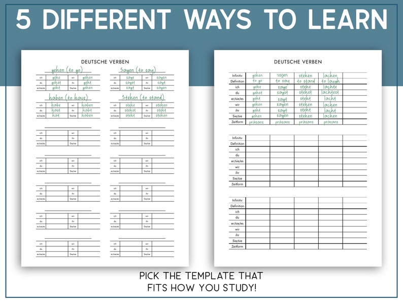 Printable German Verbs Study Bundle German Verb Conjugation - Etsy