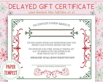 Delayed Gift Certificate - Etsy