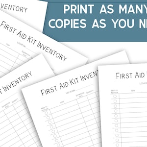 Printable First Aid Kit Inventory, Emergency Binder Template, First Aid ...
