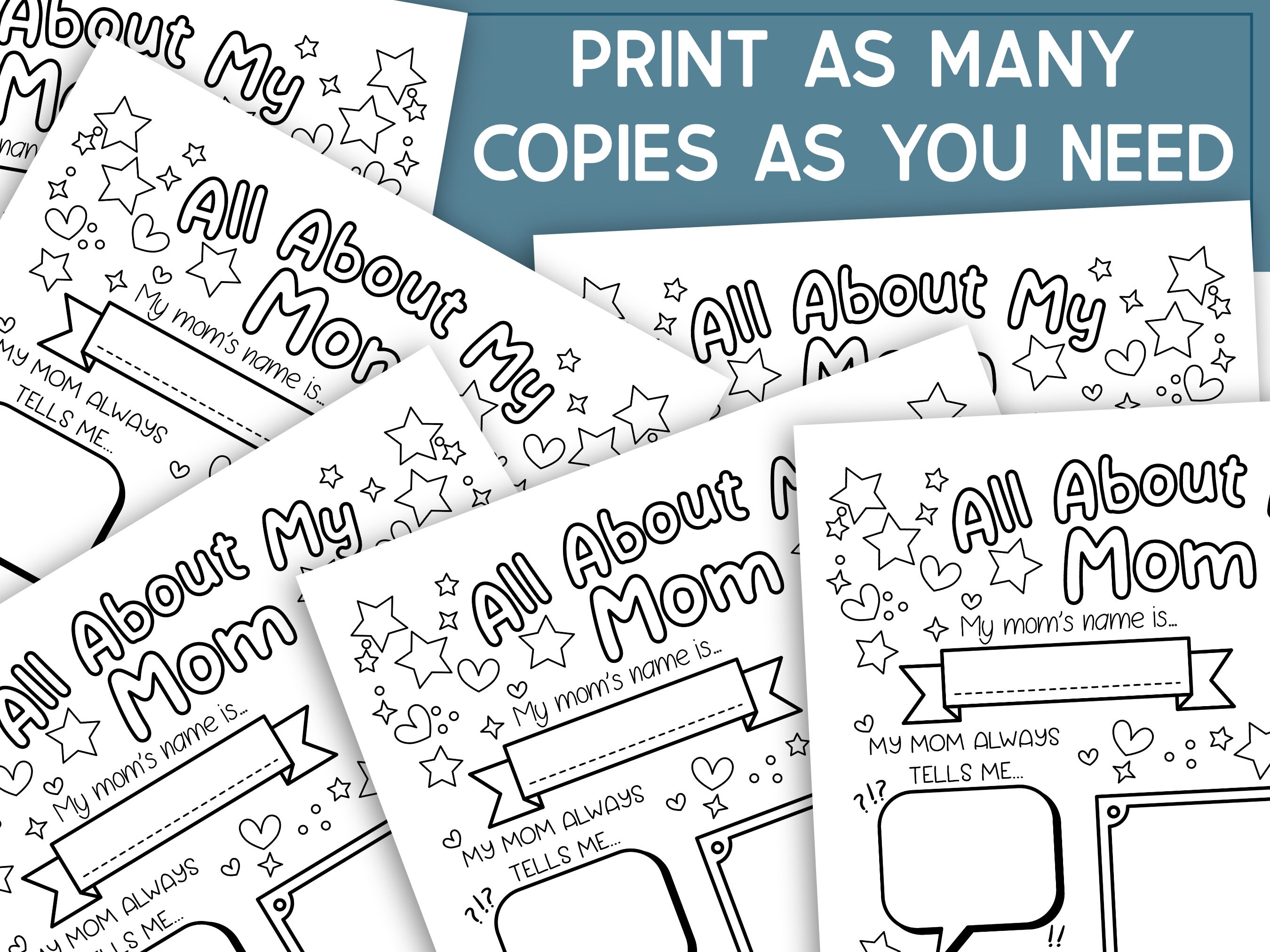 All About My Mom Coloring Page for Kids, Mother's Day Gift Craft, DIY ...