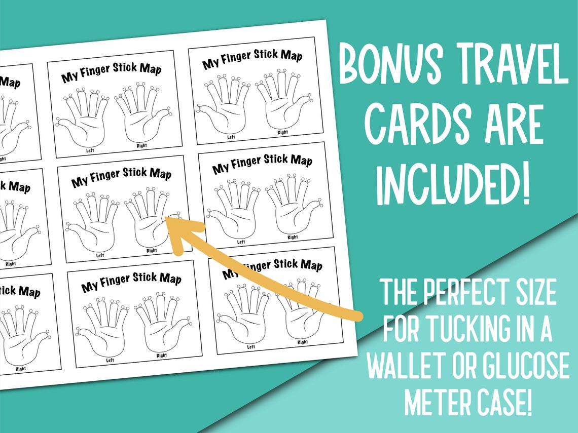 Printable Diabetic Finger Stick Chart, Kid's Blood Sugar Glucose ...
