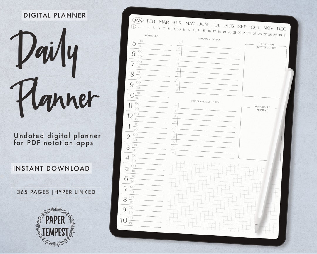 Minimalist Daily Planner Digital, Undated Digital Planner PDF, Digital ...