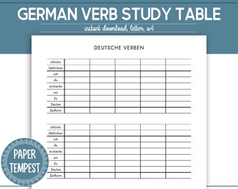 German Verb Conjugation Practice Sheet - Etsy