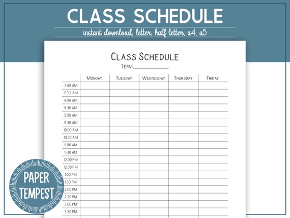 Class Schedule Planner Printable School Class Planner Weekly - Etsy