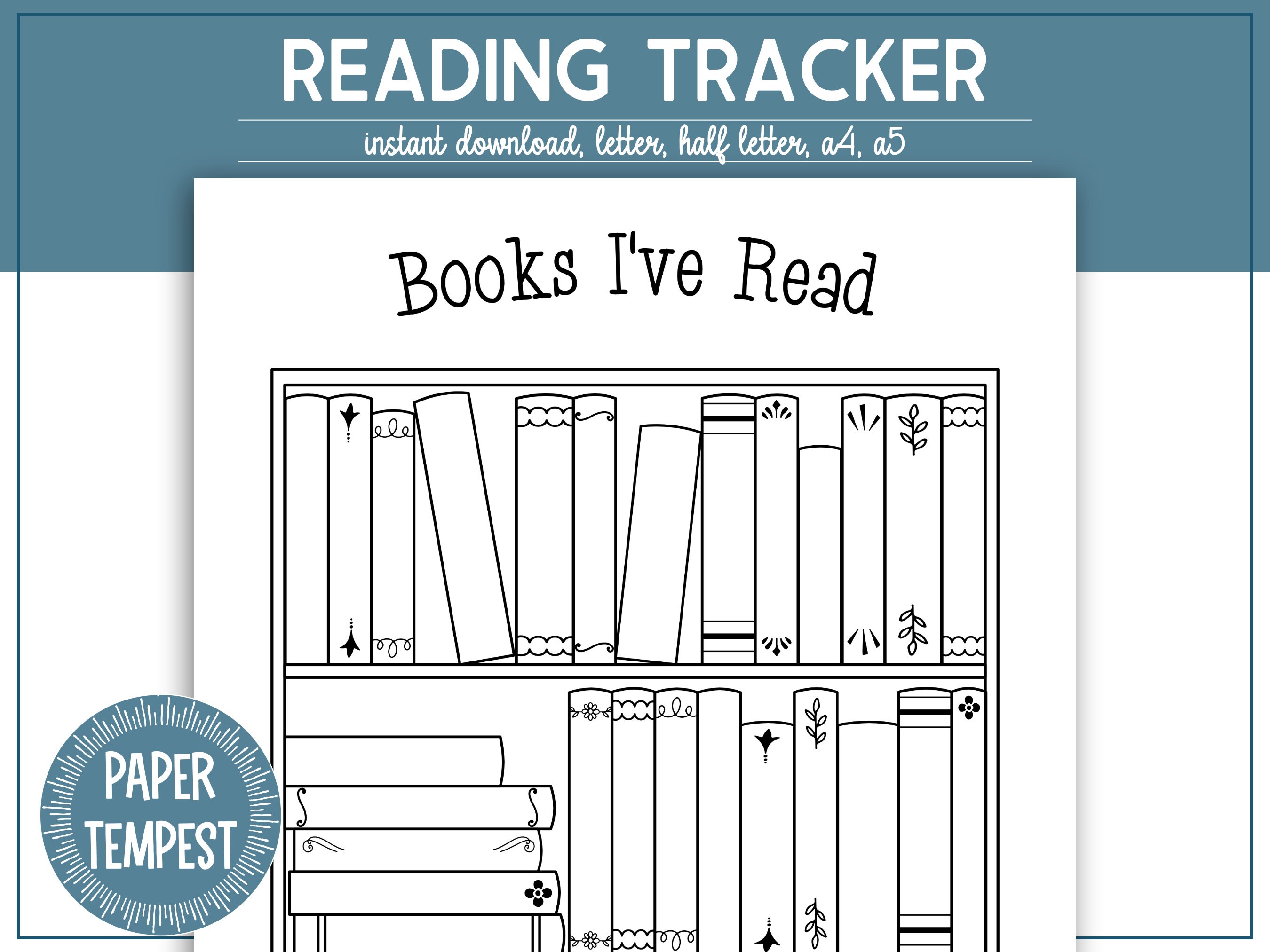 Books Read Tracker Printable, Bookshelf Tracker Printable, Reading Log ...