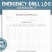 Printable Emergency Evacuation Log, Emergency Drill Record, Fire Drill ...