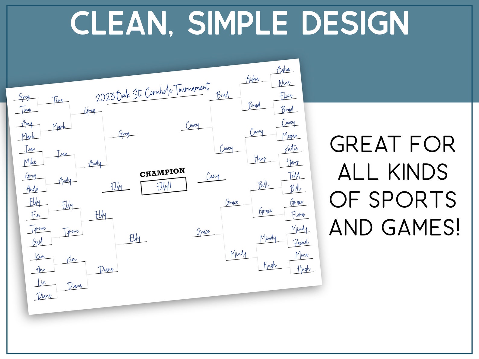 Printable Tournament Bracket Bundle, Single Elimination Sports Bracket ...