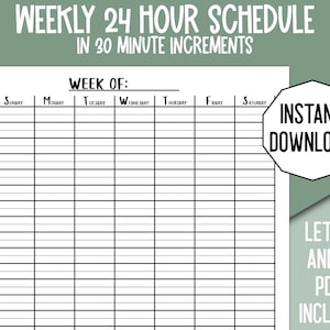 30 Minute Planner Printable, 30 Minute Daily Planner, Weekly Planner ...