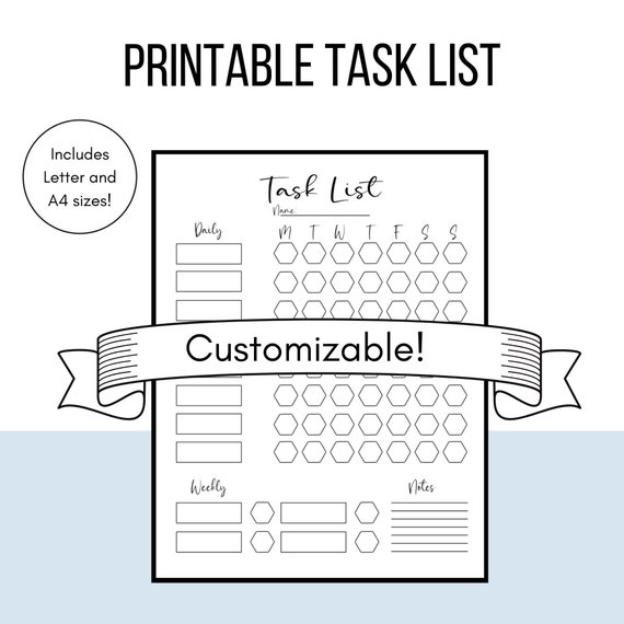 Customizable Task List Daily Chore List Weekly | Etsy