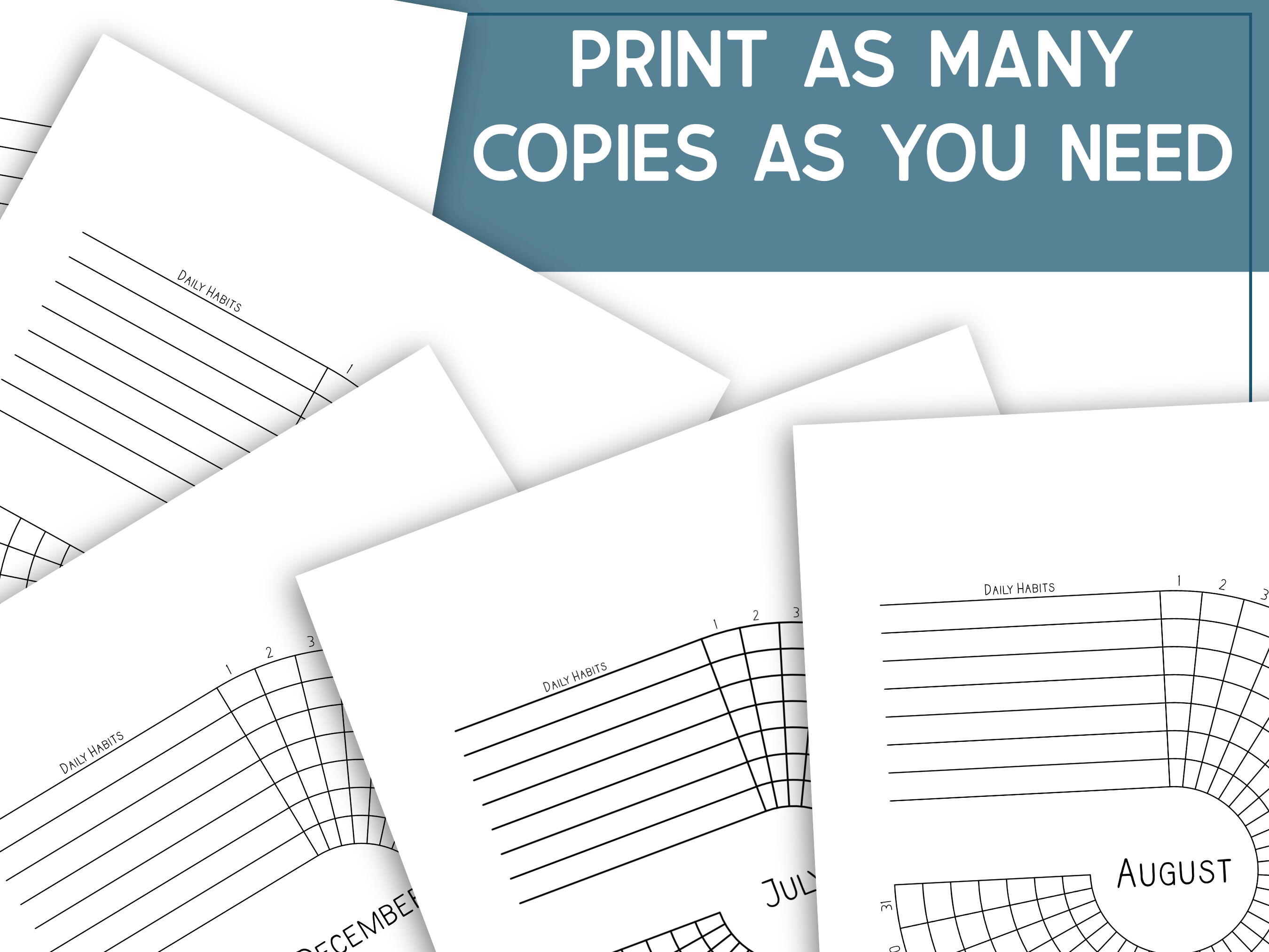 Monthly Color in Circle Habit Tracker Template Annual Habit - Etsy