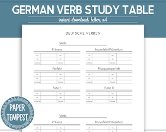 German Verb Conjugation Practice Sheet - Etsy