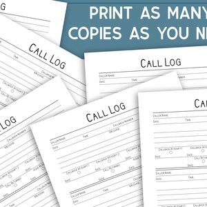 Printable Call Log, Communication Log, Missed Call Template, Follow up ...
