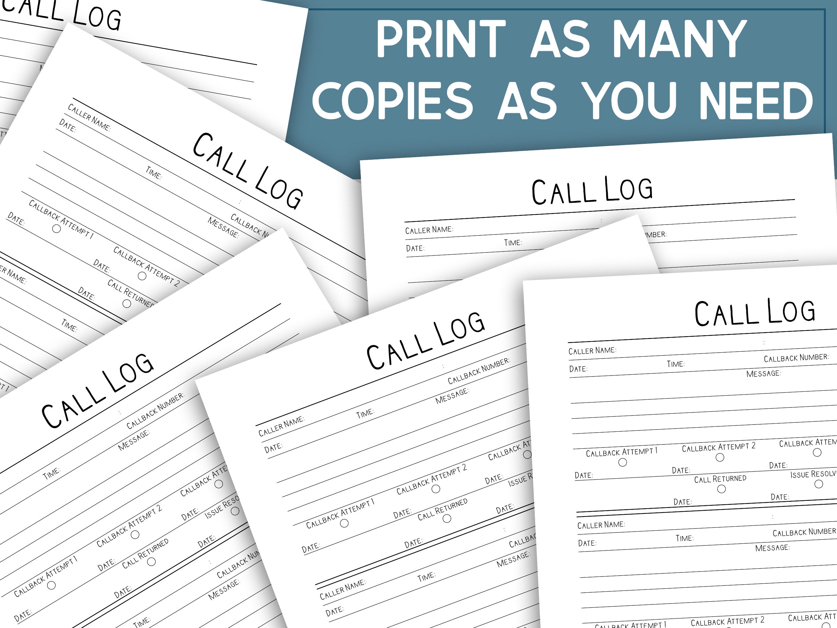 Printable Call Log, Communication Log, Missed Call Template, Follow up ...
