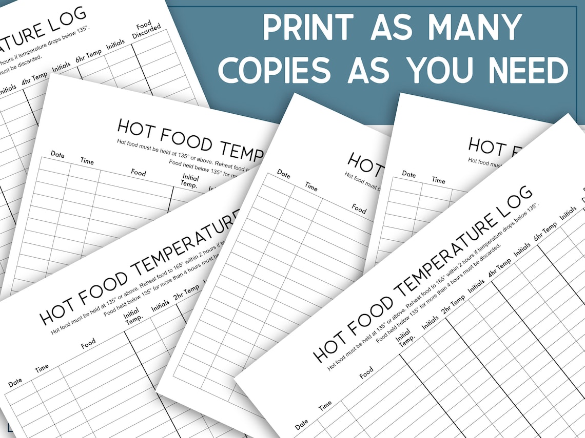 Printable Hot Food Temperature Log, Hot Food Holding Temperature Chart ...