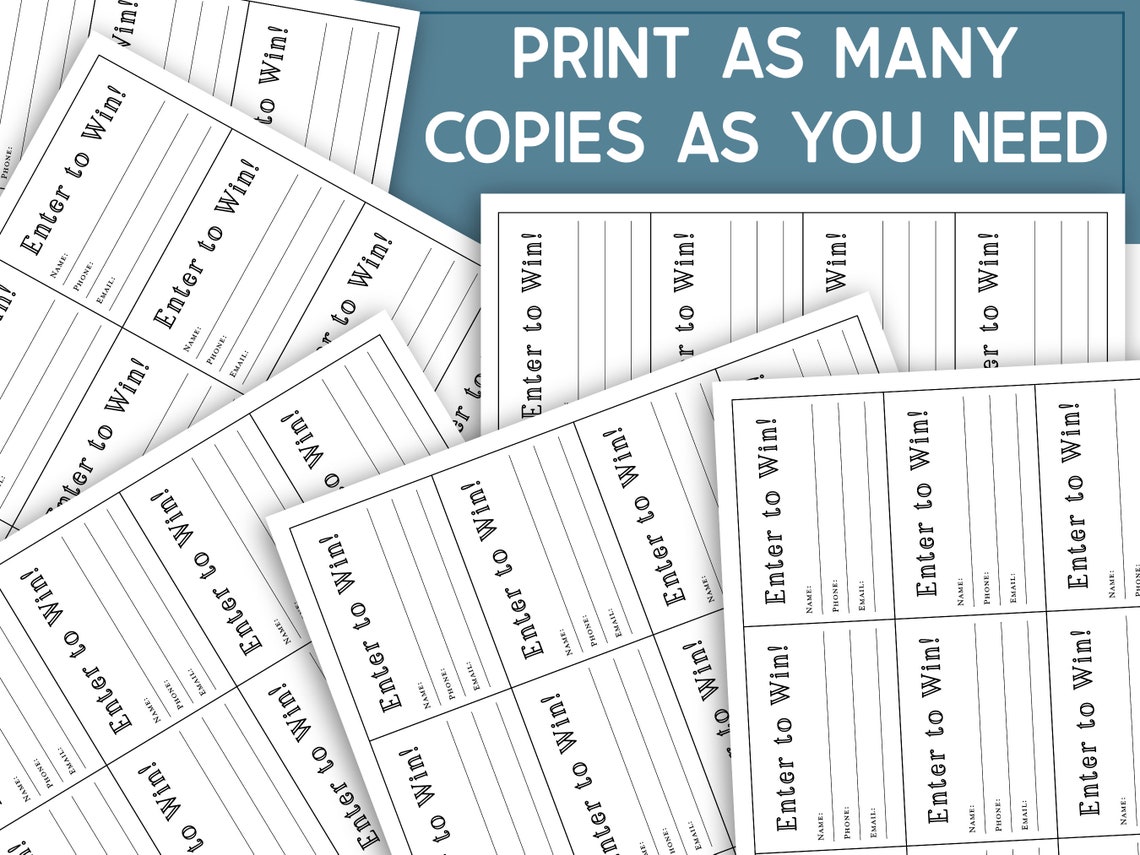 Printable Raffle Tickets Template, Enter to Win Tickets, Printable ...