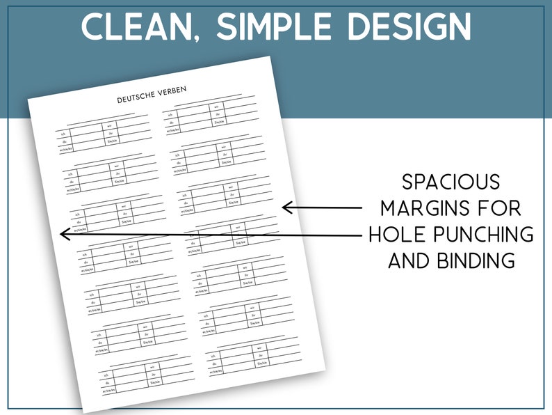 Printable German Verbs Study Bundle, German Verb Conjugation Worksheet ...