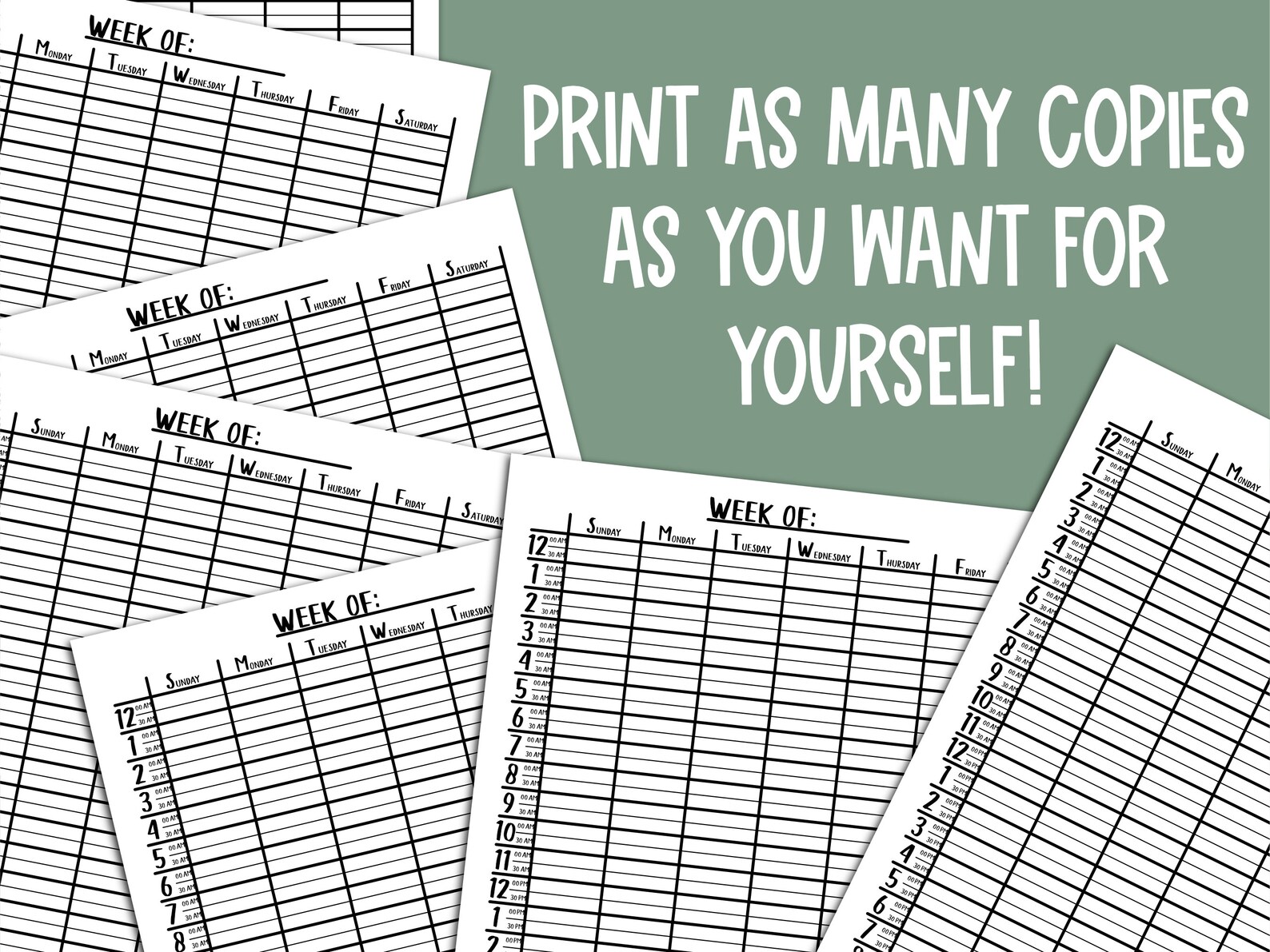 30 Minute Planner Printable, 30 Minute Daily Planner, Weekly Planner ...