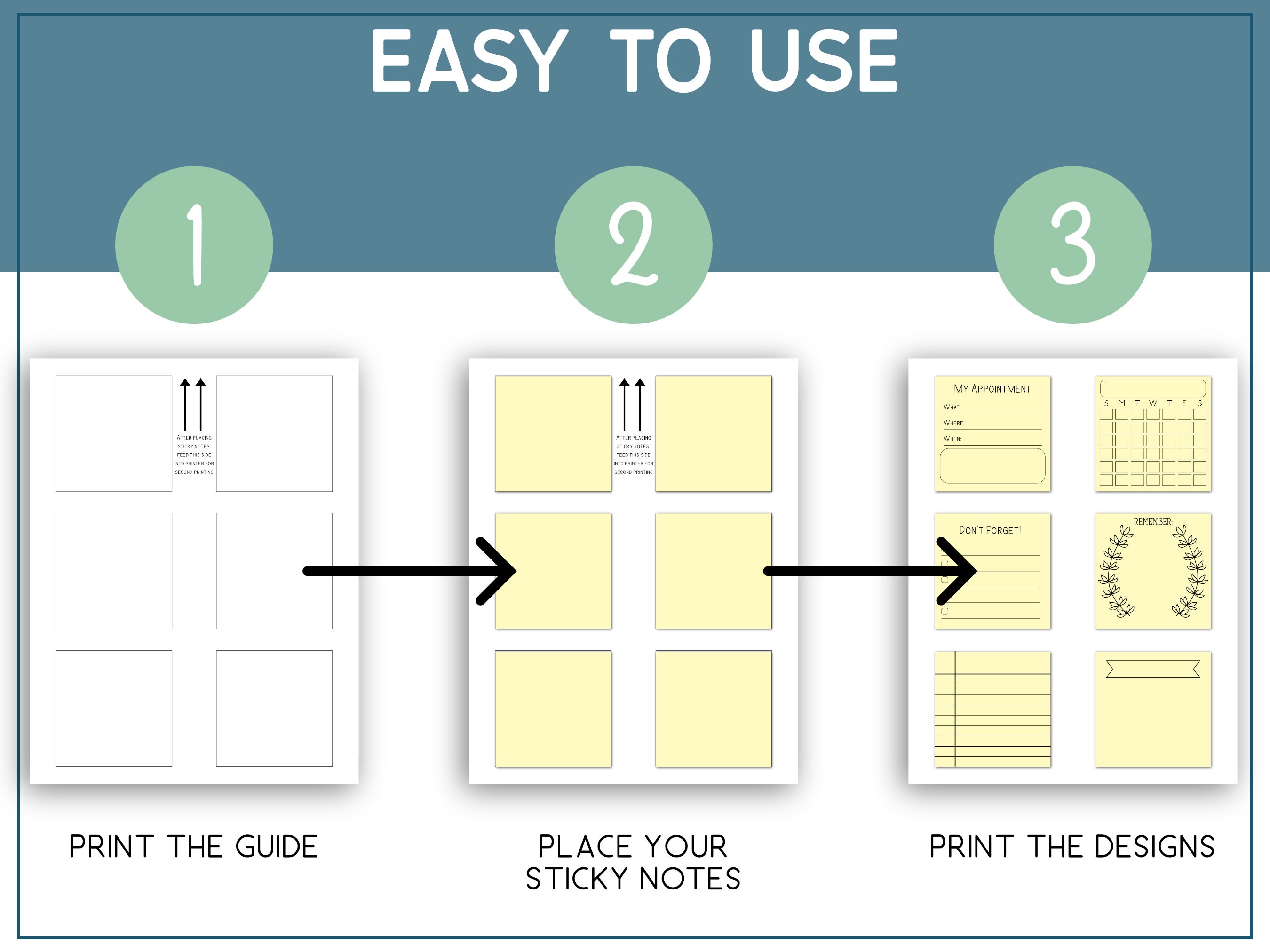 Printable Sticky Note Templates, Planner Sticky Notes, 3x3 Sticky Note ...