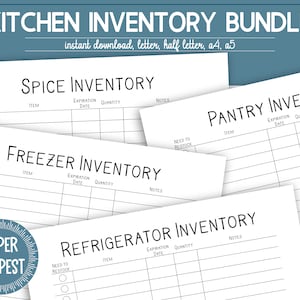 Printable Kitchen Inventory, Pantry Supplies Template, Food Storage ...