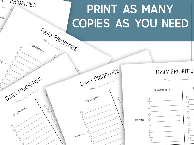 Daily Priority Matrix Printable Daily Priority Planner Daily | Etsy