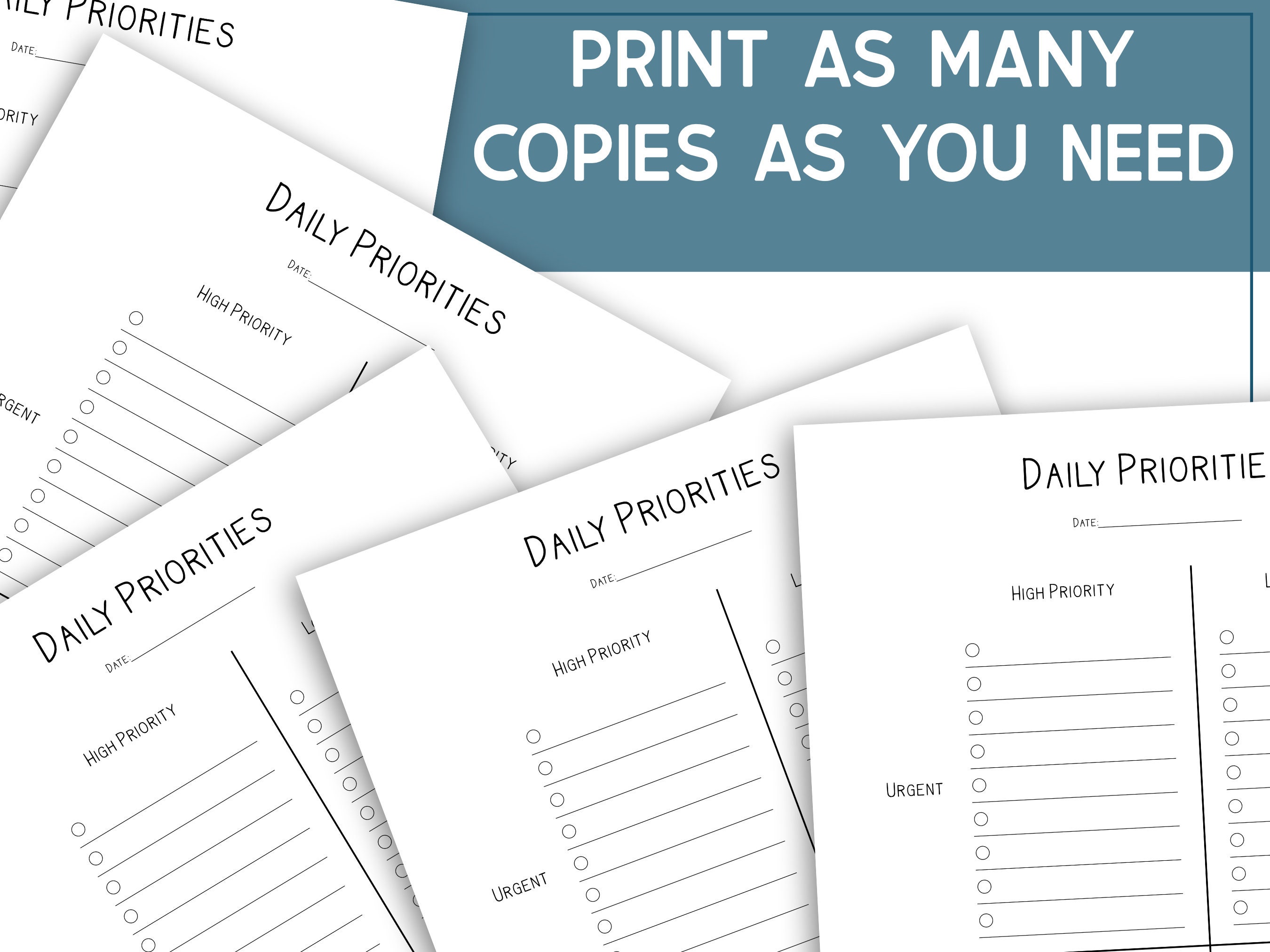 Daily Priority Matrix Printable, Daily Priority Planner, Daily ...