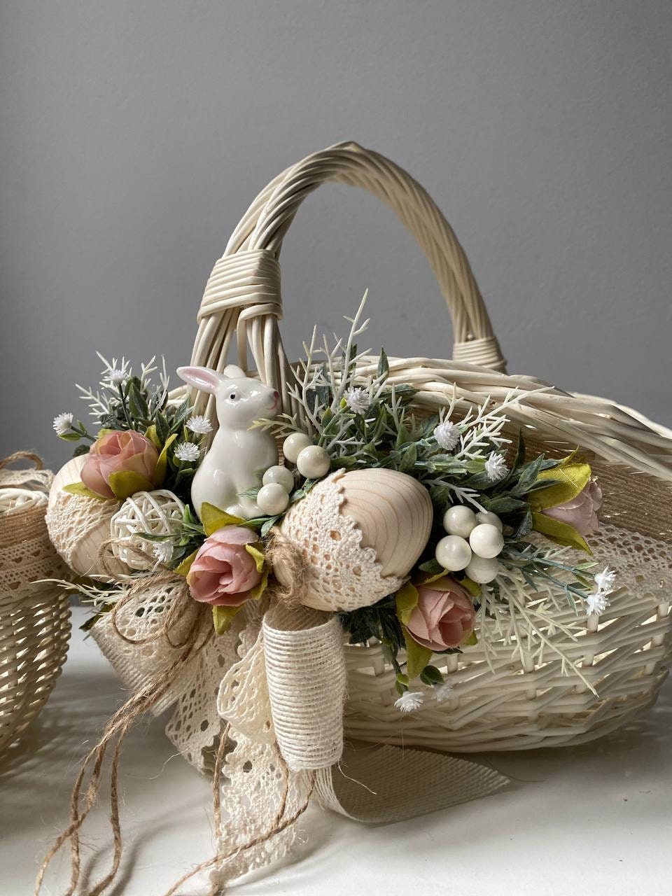 Easter Basket Personalized, Bunny Easter Basket, Wicker Easter Basket, Easter Egg Basket ...