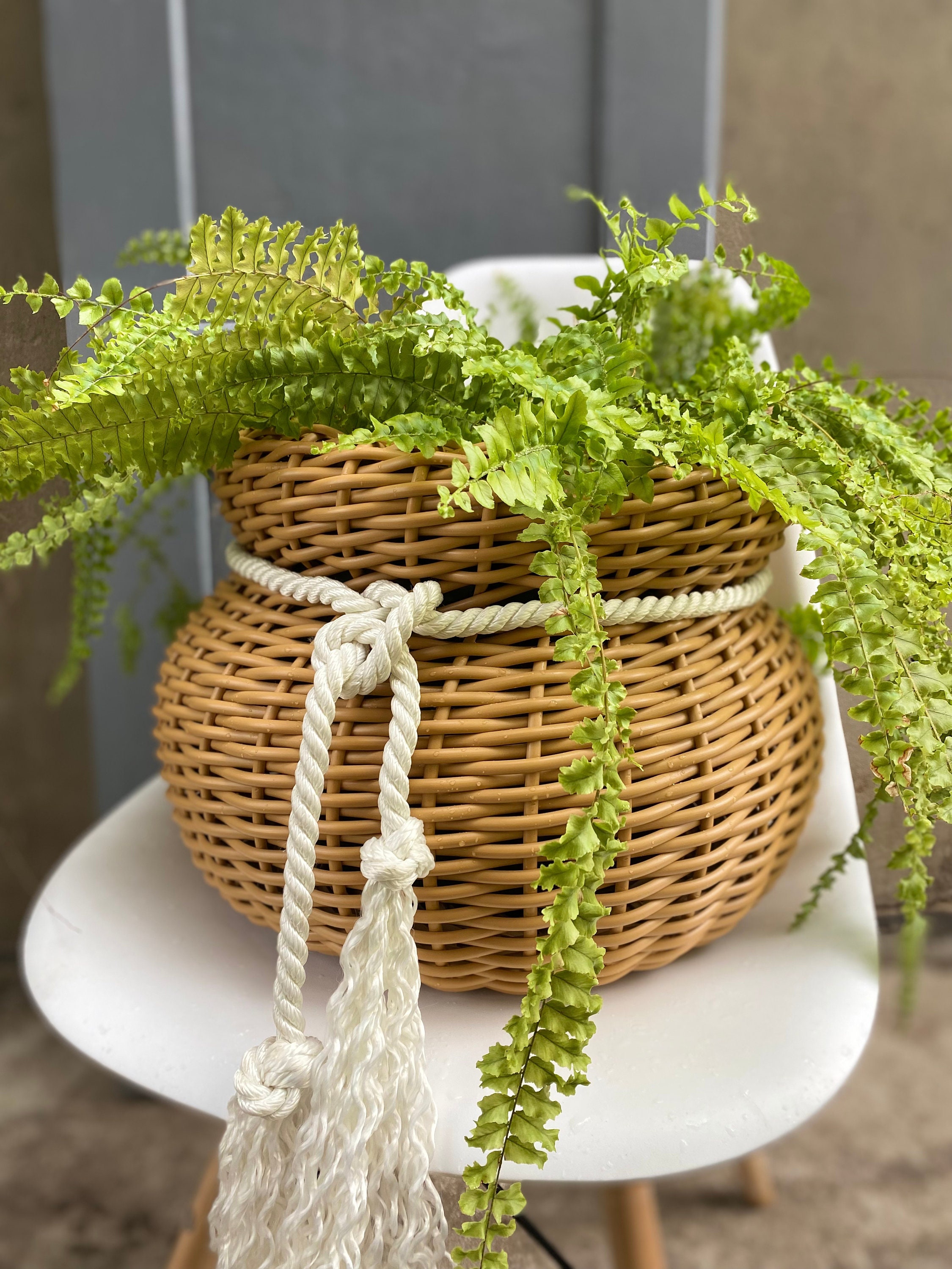 Rattan Planter, Wicker Flower Pot, Outdoor Patio Decor, Unique Flower ...