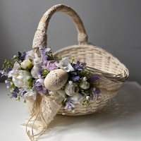 Vintage Glass Easter Eggs and Butterfly Crackle Basket Candy Bowl With ...