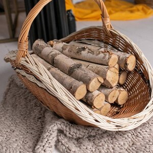 Rustic Gathering Basket, Firewood Basket With Handle, Boho Style Woven ...