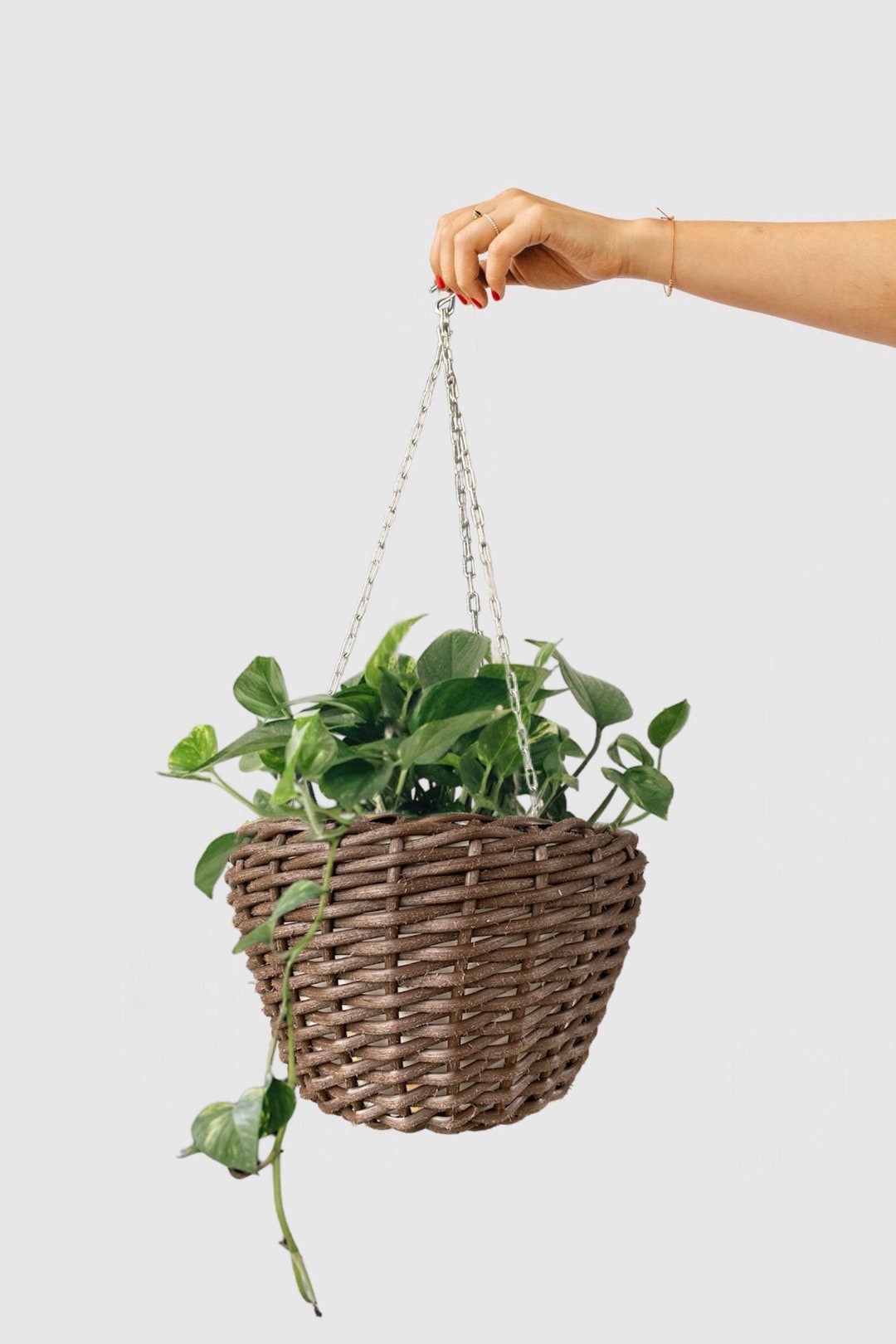 Rattan Hanging Planter Pot, Wicker Flower Pot, Hanging Plant Pot Holder ...