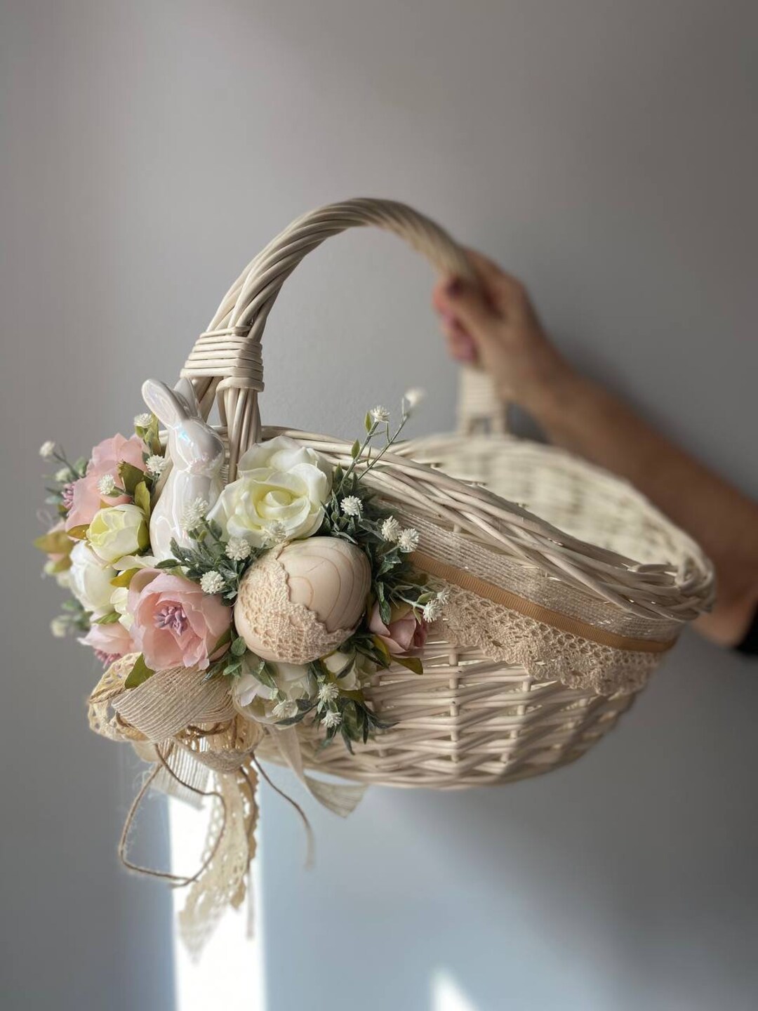 Easter Basket Personalized, Bunny Easter Basket, Wicker Easter Basket, Easter Egg Basket ...